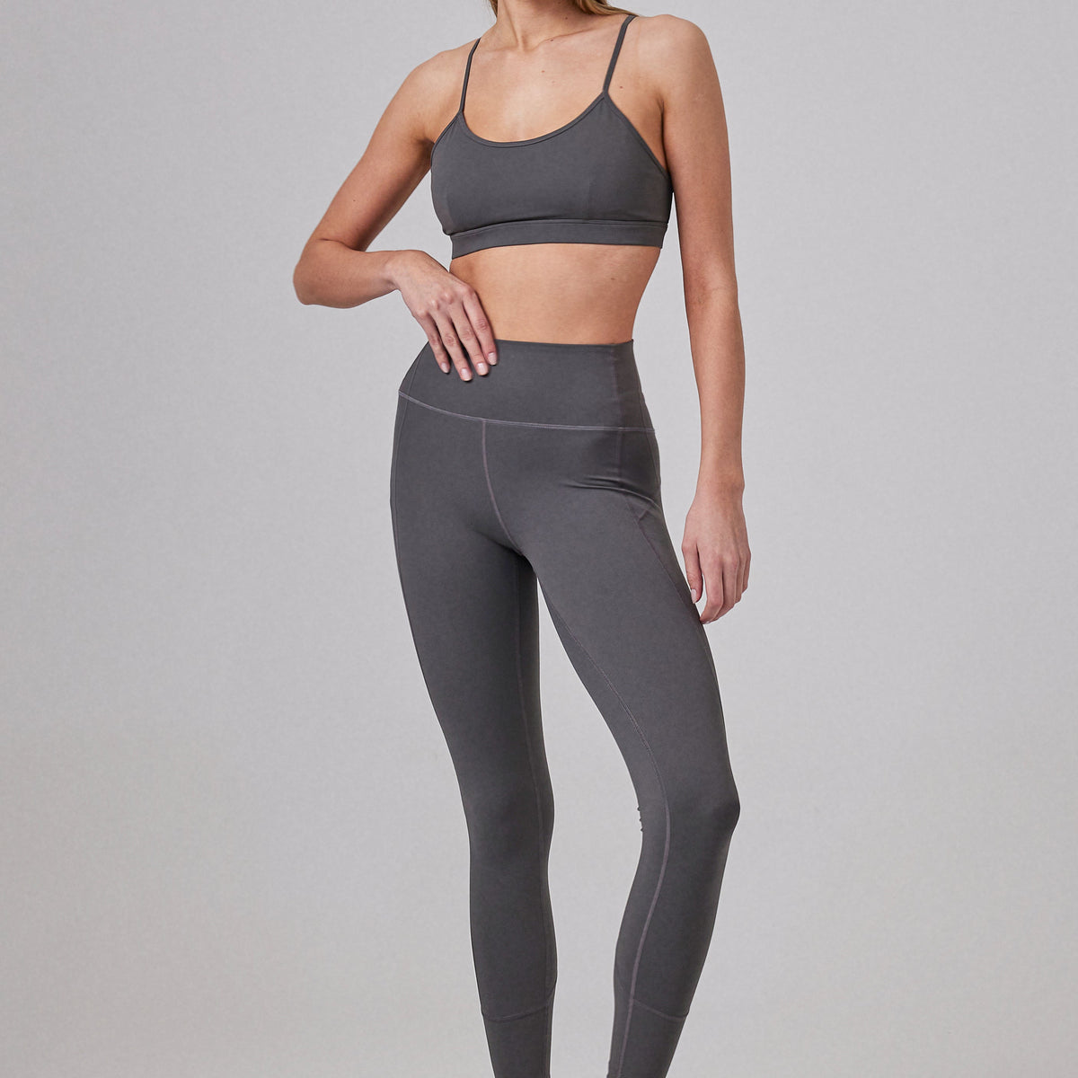 Glo Studio Kendall Glossy Bra Steel Gray Bralet | Milagron