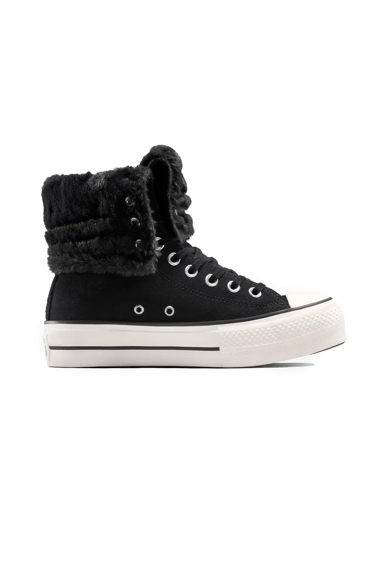 Converse Chuck Taylor All Star Fold Over Lift Kadın Siyah Süet Sneaker ...