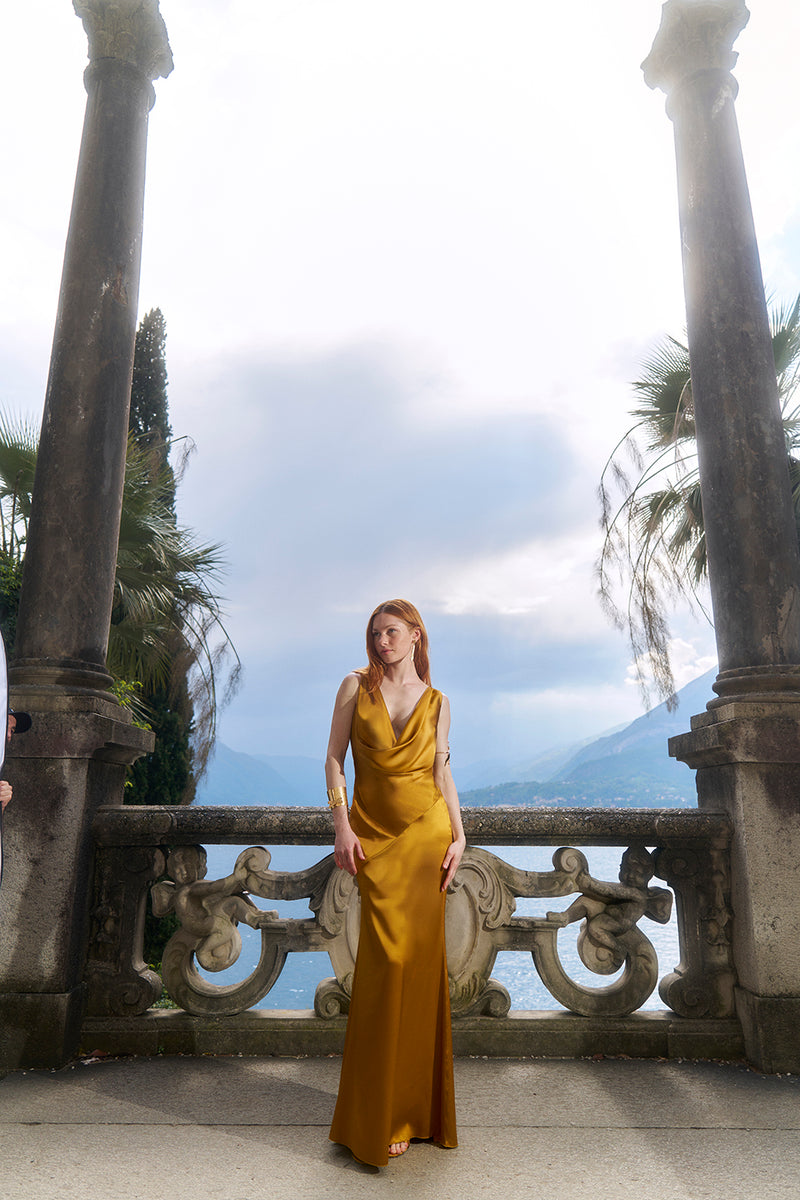 Syla Atelier Isabetta Dress In Gold Elbise | Milagron